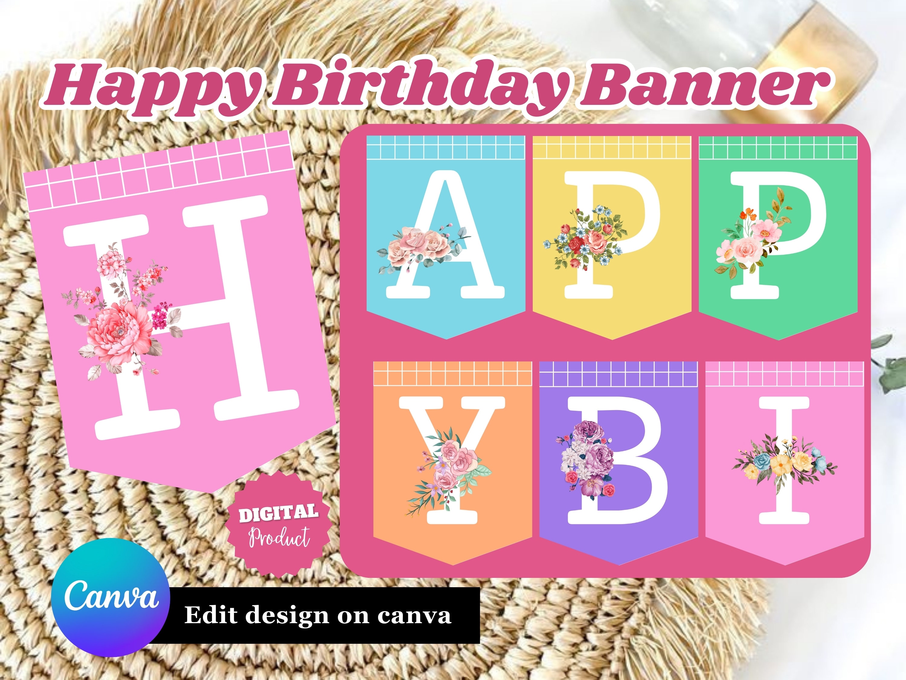 Cute Printable Banner, Birthday Party, Birthday Decoration, Bunting ...