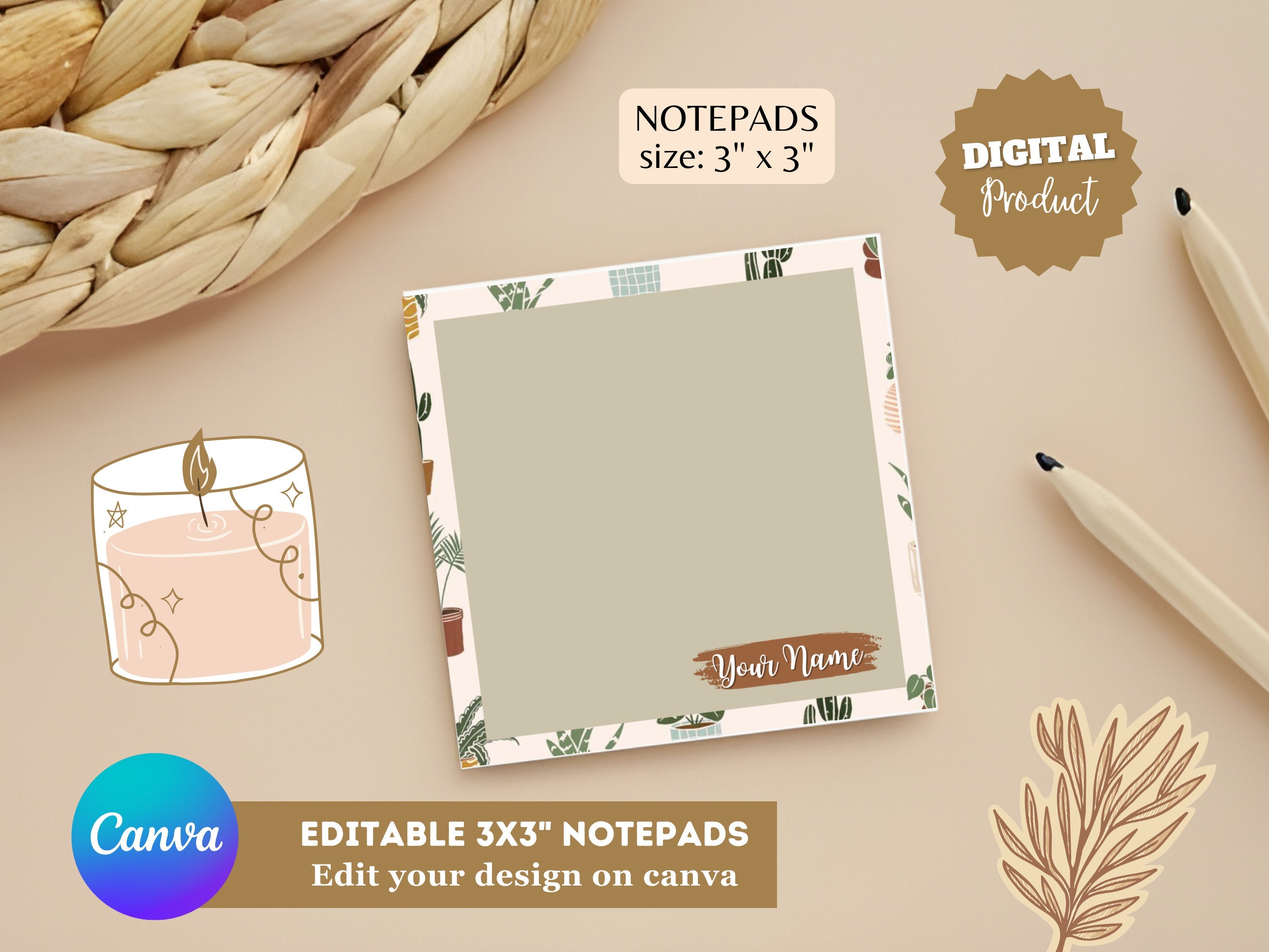 Editable Note Pad, Pretty Printable Notes. Stationary. Writing Paper ...