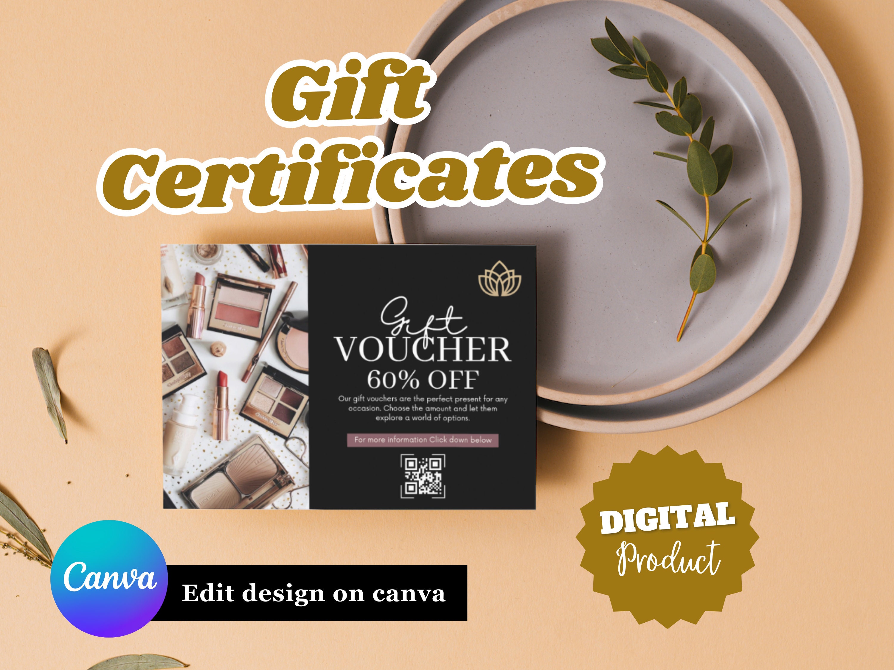 Editable Gift Certificate Template, Canva Template, Printable Gift ...