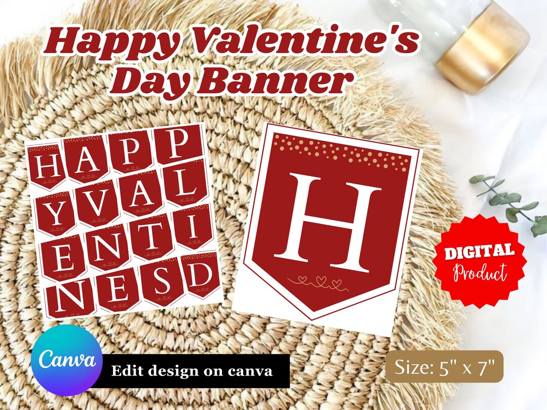 Happy Valentines Day Banner, Printable Photo Prop Banner, Valentines ...