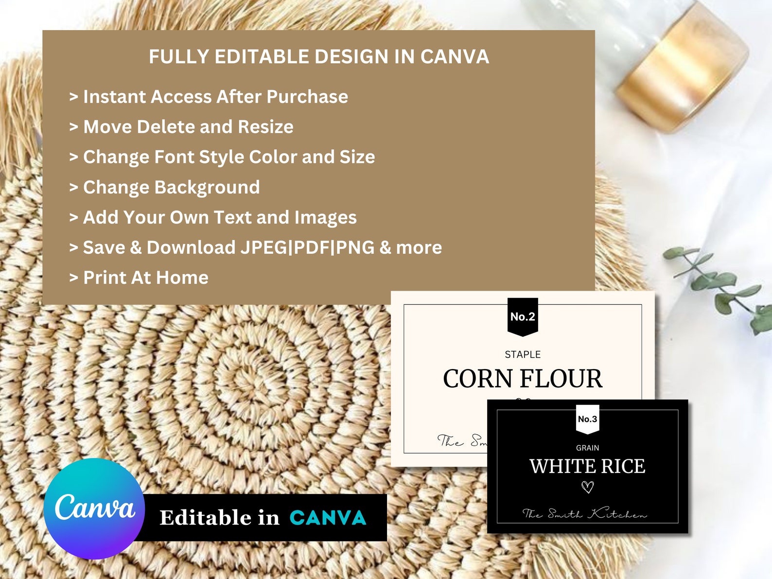 Printable Kitchen Labels, Pantry Label Template, Modern Minimalist ...