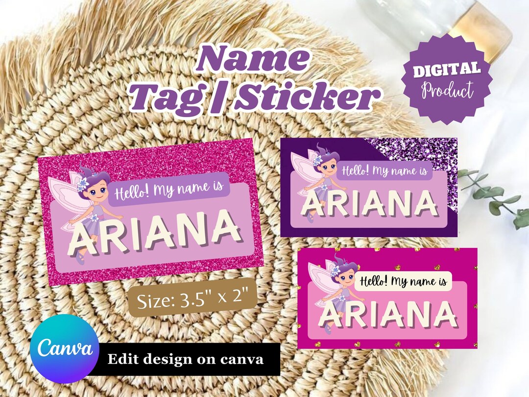 Name Tags, Name Sticker, Name Label, Cute Name Tags, Pink Name Tags ...