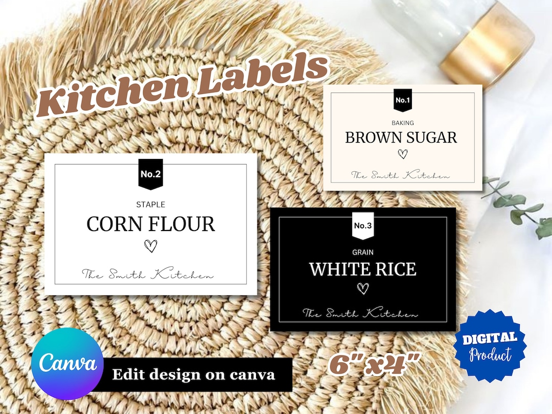 Printable Kitchen Labels, Pantry Label Template, Modern Minimalist ...