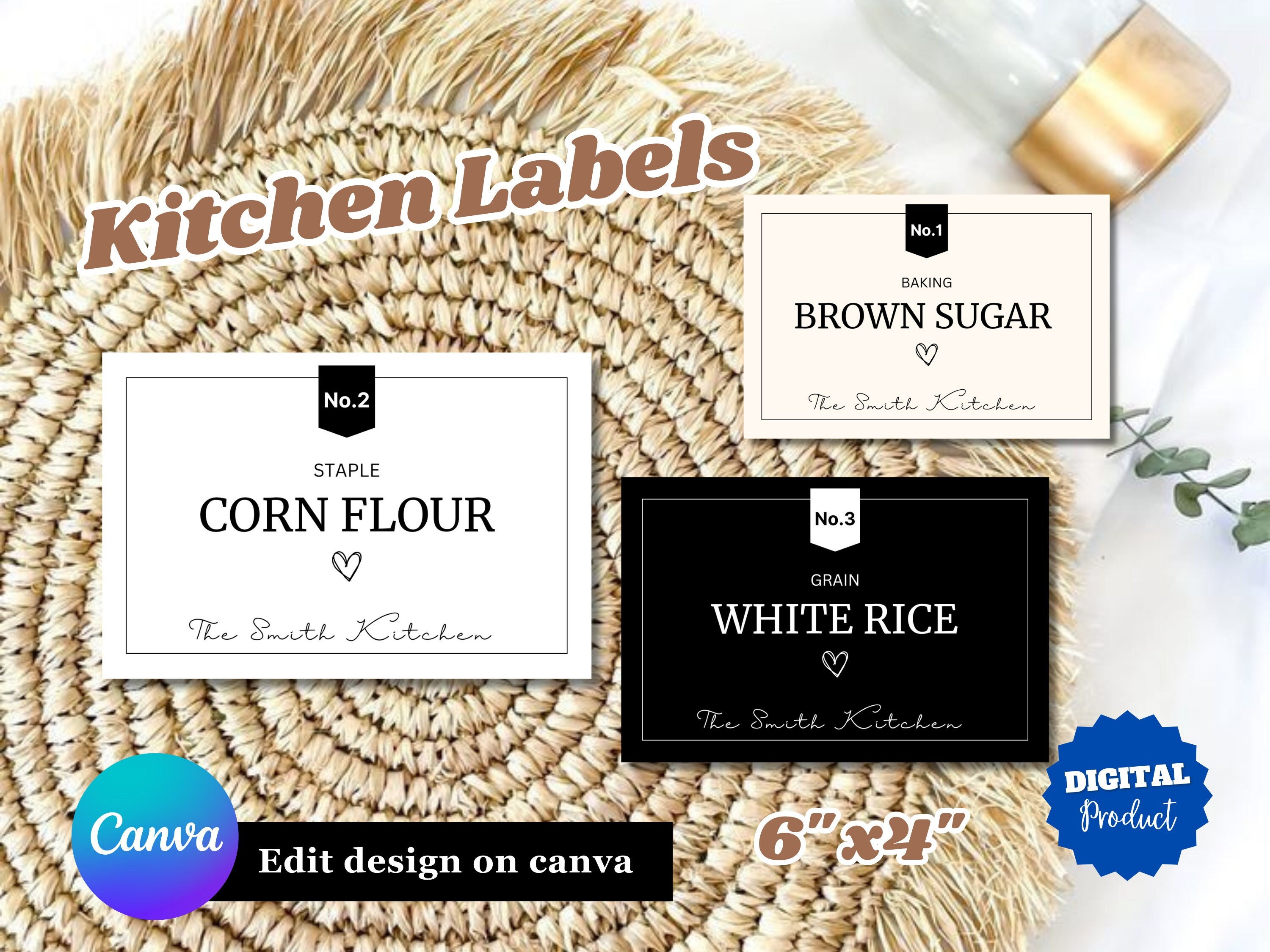 Printable Kitchen Labels, Pantry Label Template, Modern Minimalist ...