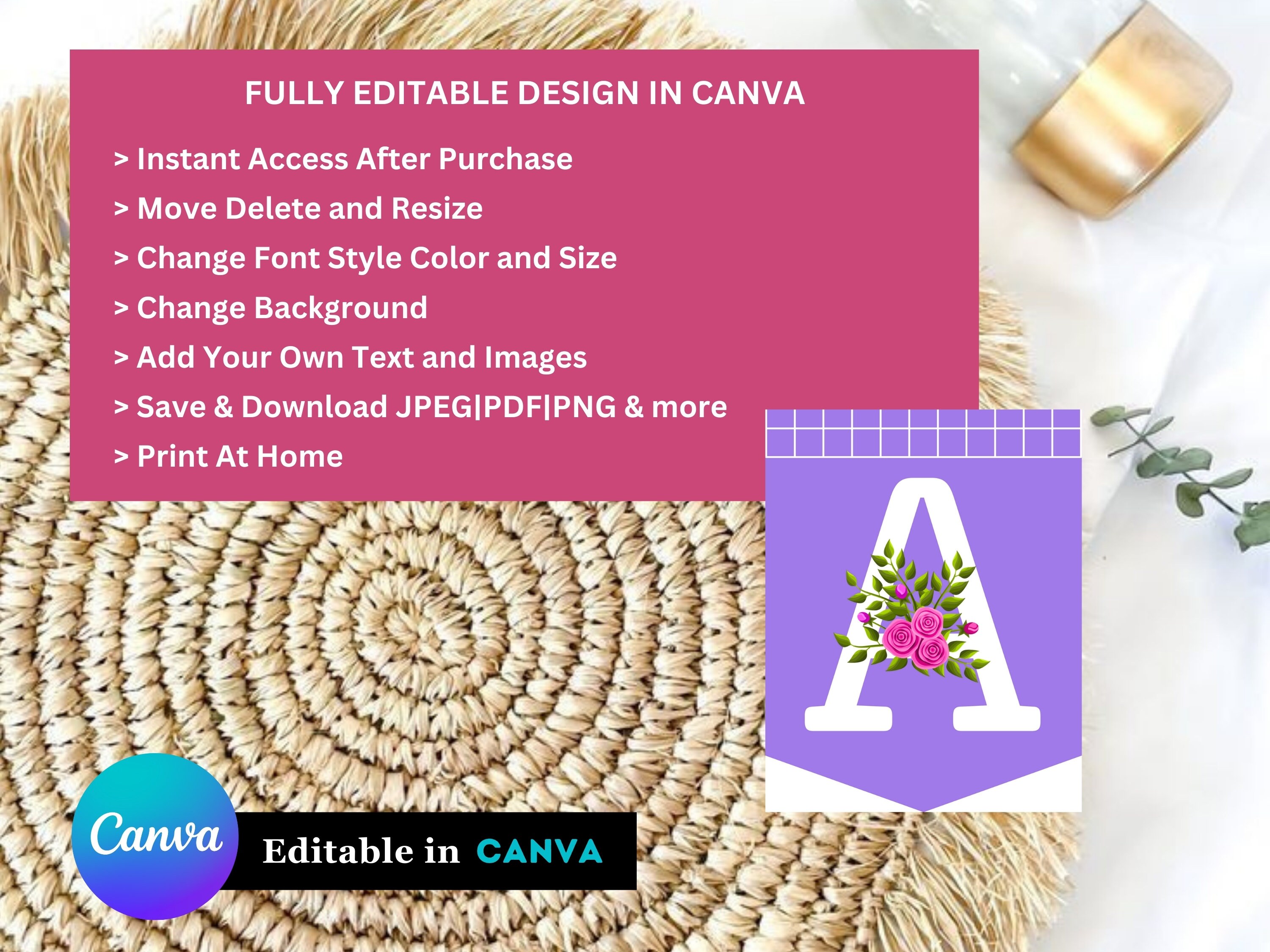 Cute Printable Banner, Birthday Party, Birthday Decoration, Bunting ...