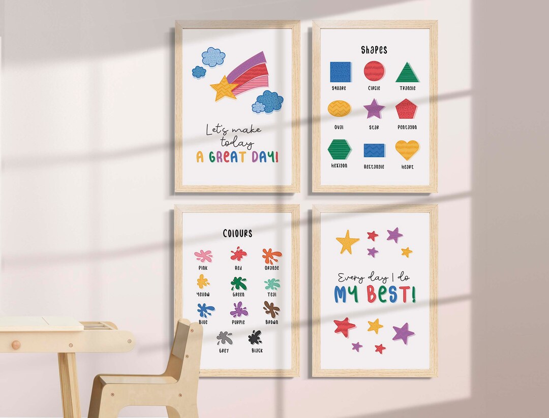 12 Educational Prints, Classroom Educational Posters, Colourful ...