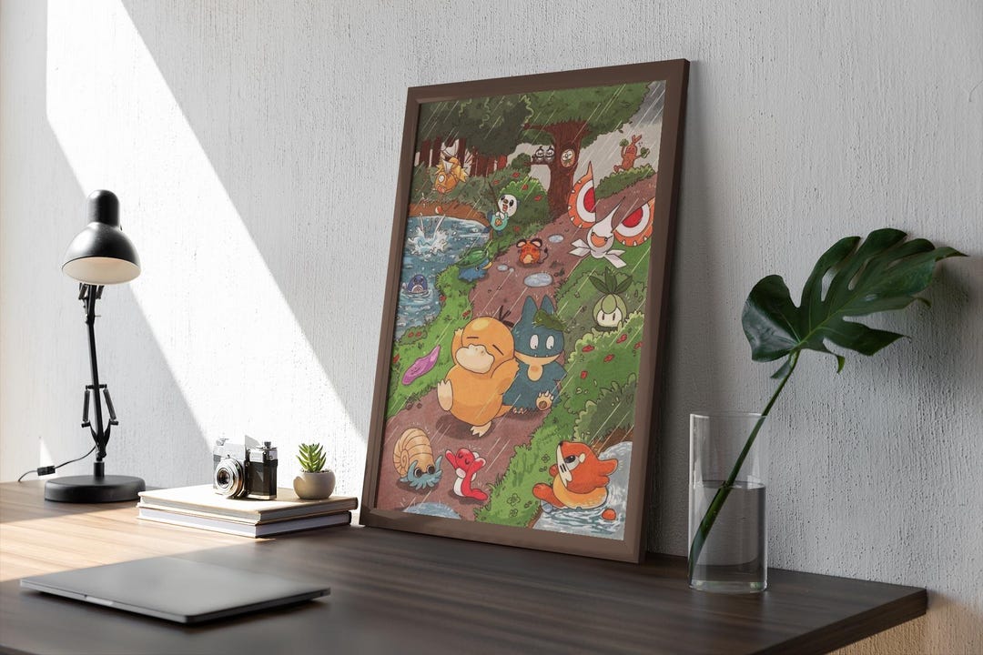 Psyduck Poster, Cute Pokemon Poster, High Quality Anime Print, Wall Art ...