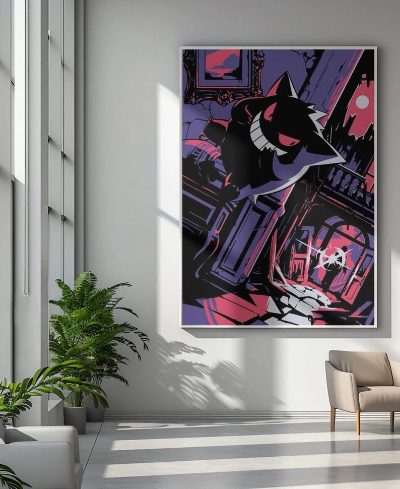 Pokemon Gengar Poster, Pokemon Shadow Print, High Quality Anime Print ...