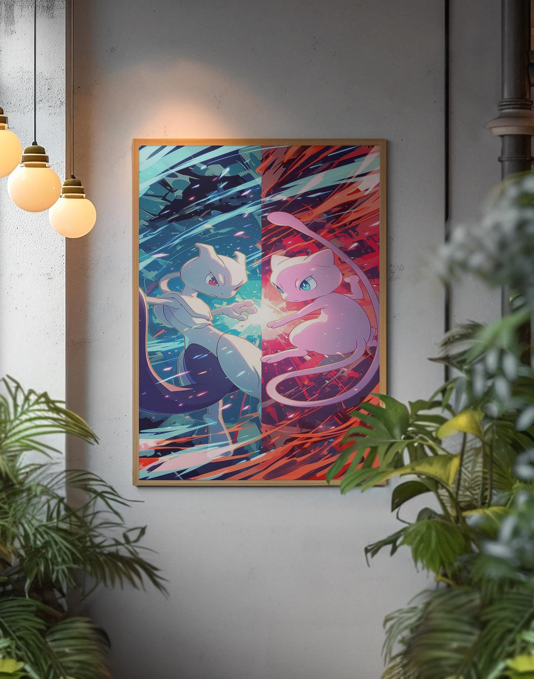 Pokemon Mew and Mewtwo Poster, Japanese Home Decor,printable Wall Art ...