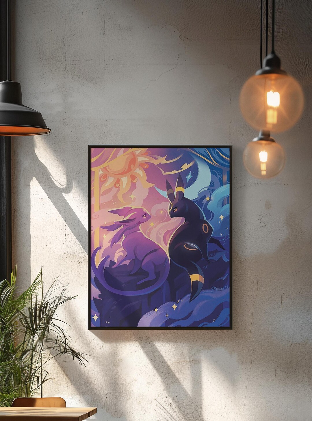 Espeon and Umbreon Poster, Pokemon Evolution Print,japanese Decor for ...