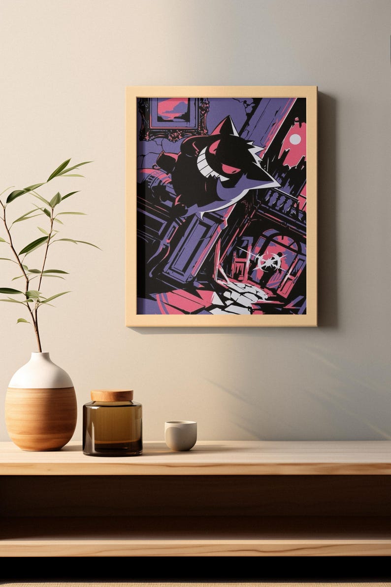 Pokemon Gengar Poster, Pokemon Shadow Print, High Quality Anime Print ...