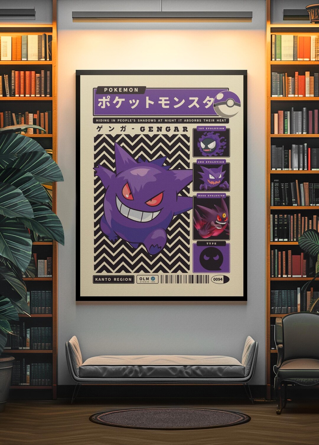 Gengar Evolution Artwork,cute Gastly Print,japanese Style Pokemon ...