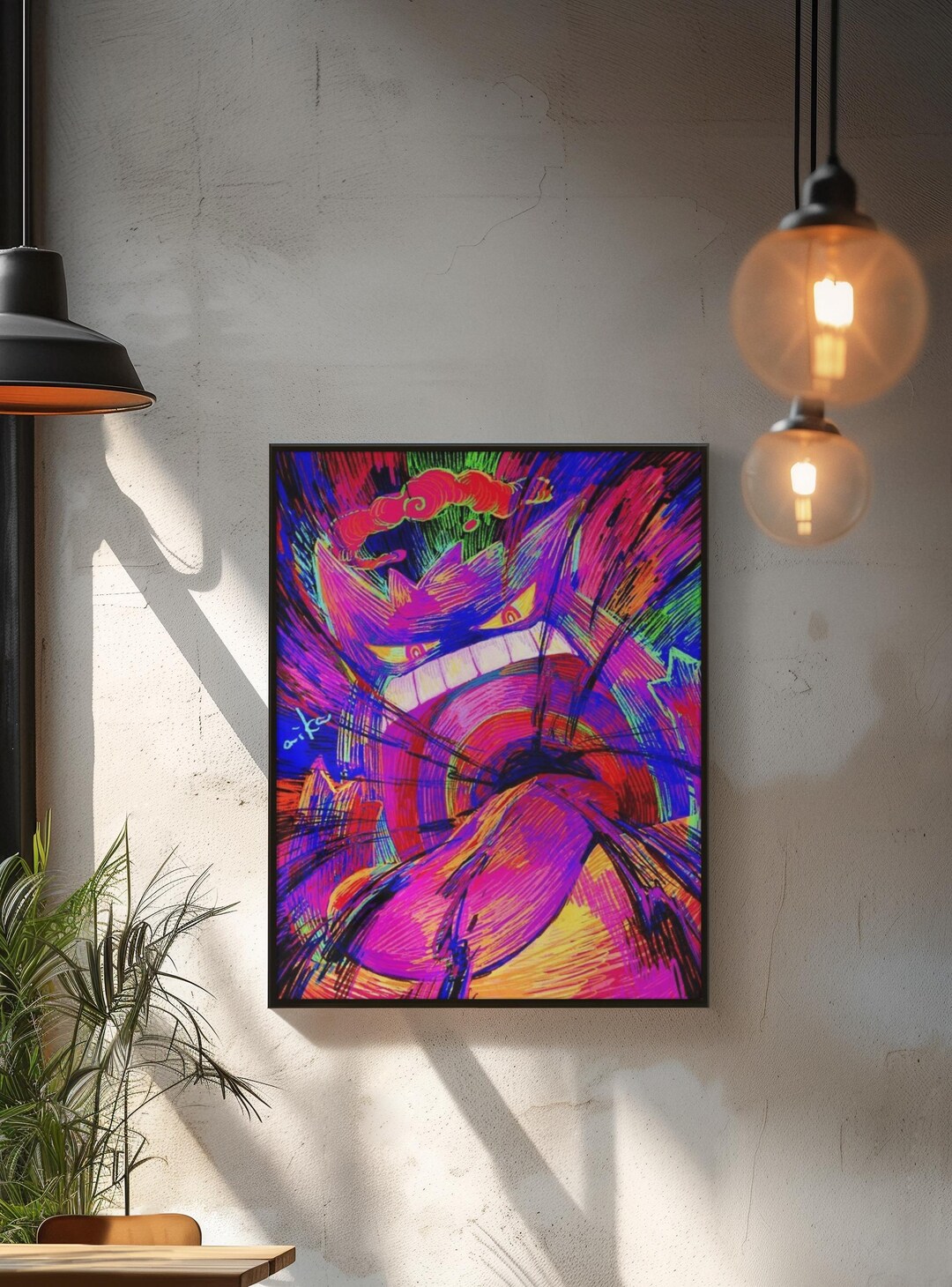 Pokemon Gengar Poster, Pokemon Shadow Print, High Quality Anime Print ...