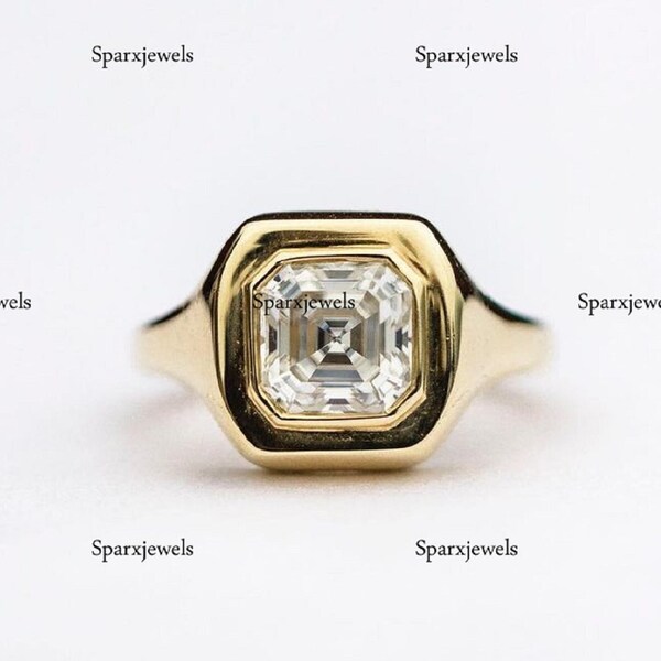 Asscher Cut Moissanite Rings - Etsy