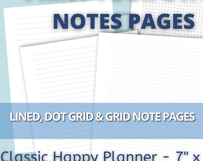Happy Planner Classic Note Paper - Graph Paper - Grid Pages - Printable ...