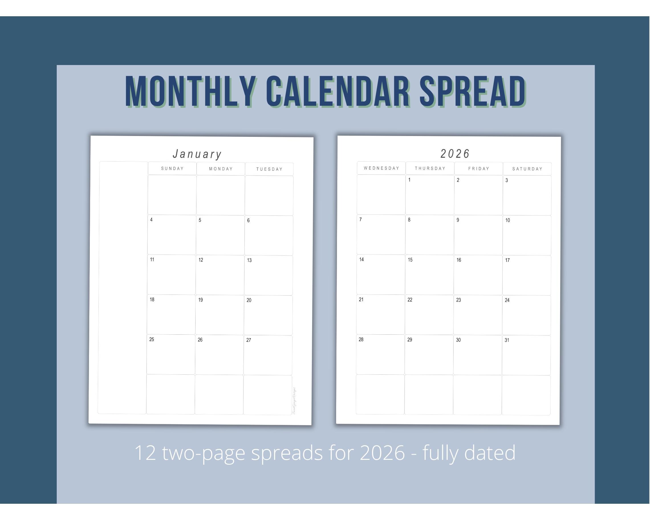 2026 Full Page Weekly Planner, Vertical Layout (digital Download) - Etsy