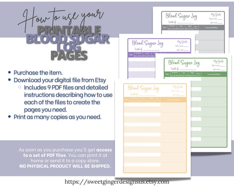 Printable Blood Sugar Tracking Log for Erin Condren Planners and Other ...
