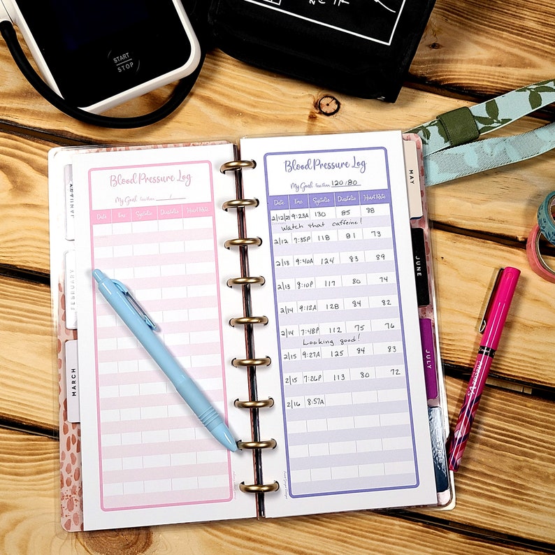 Printable Blood Pressure Tracking Log for Skinny Classic Happy Planners ...