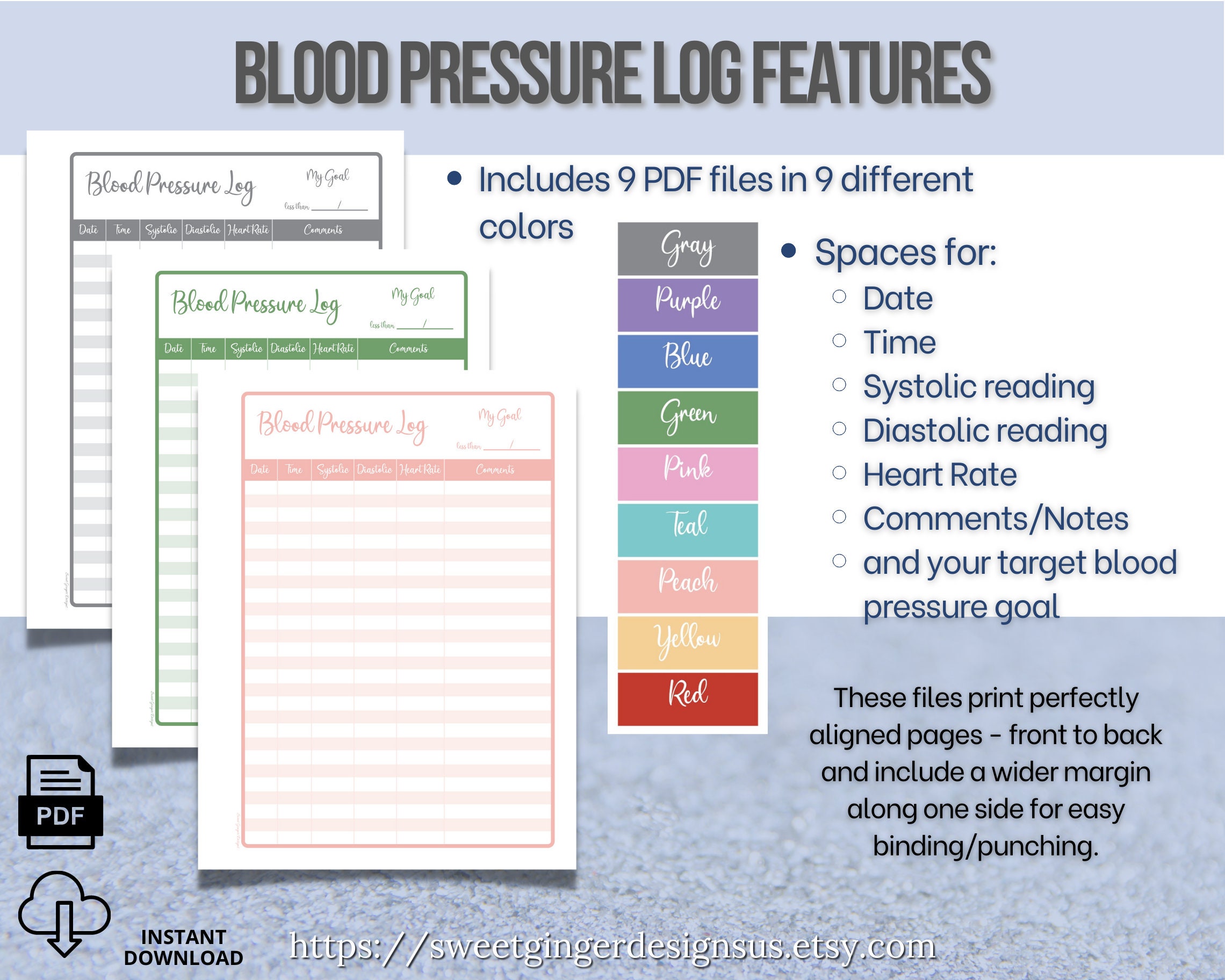 Printable Blood Pressure Tracking Log for Classic Happy Planner and ...
