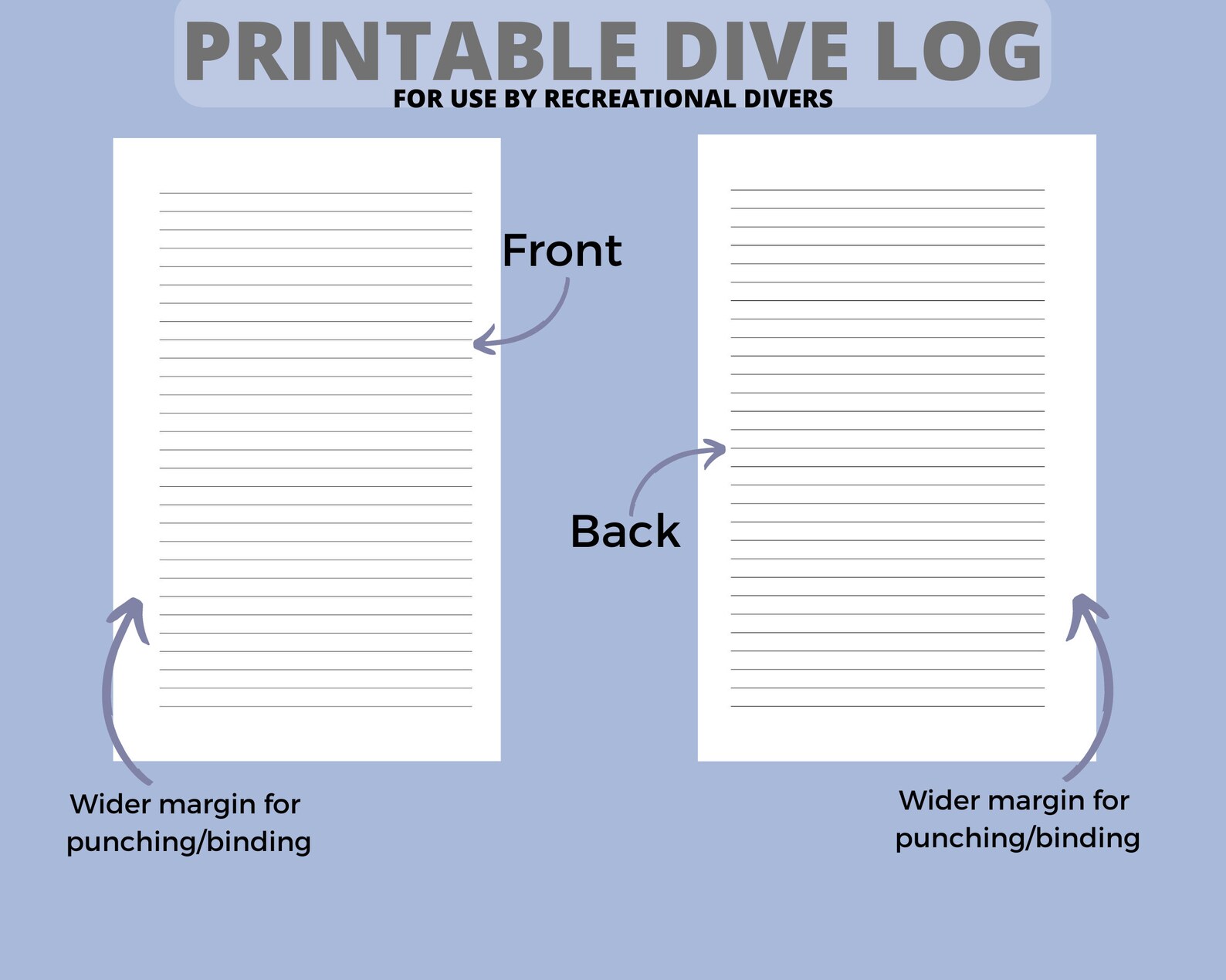 Scuba Dive Log Book Printable: Half Letter Size, Bucket List (fillable ...
