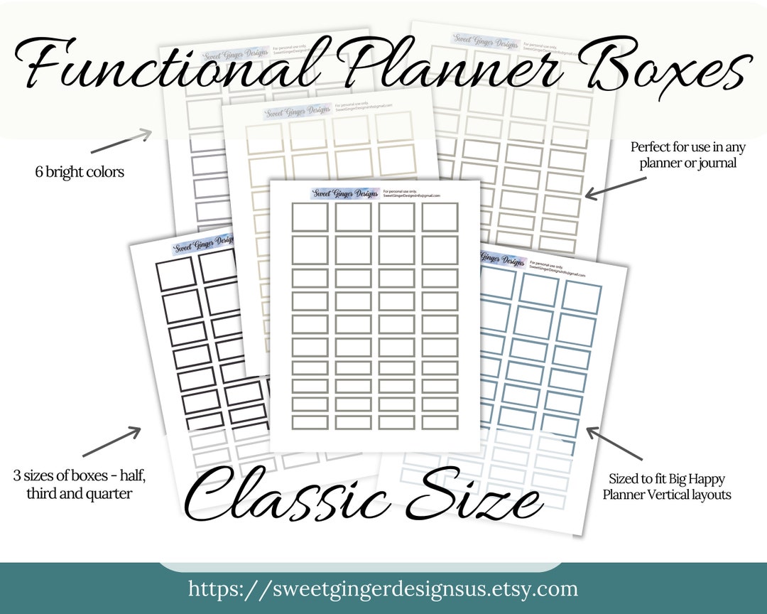 Classic Happy Planner Sized Functional Boxes, Neutral Colors for a ...