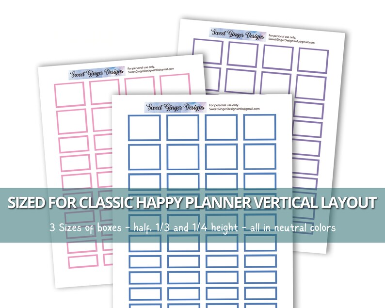 Classic Happy Planner Stickers: Colorful Planning Boxes (digital ...
