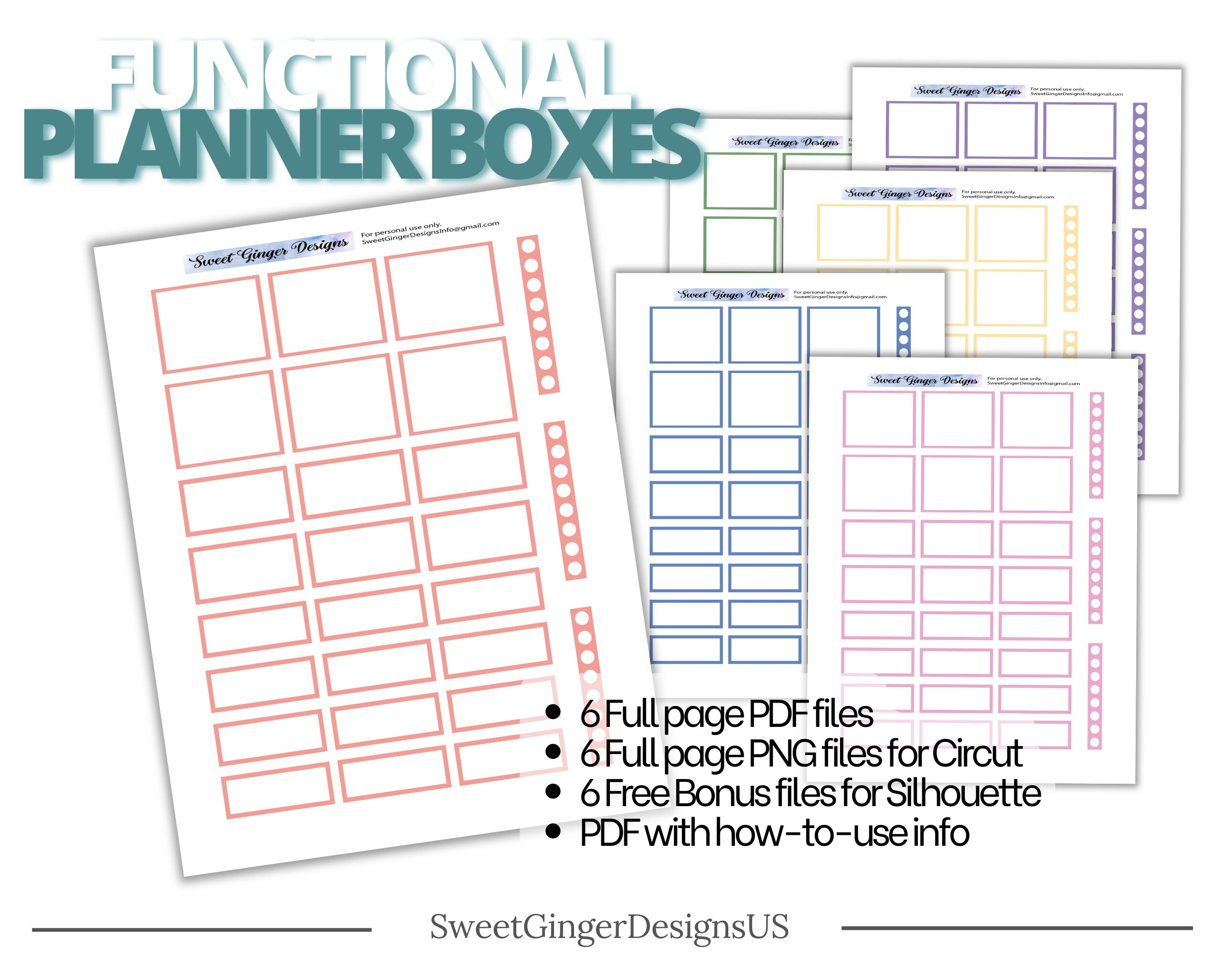 Printable Download of Functional Planner Boxes, Colorful Spa Palette ...
