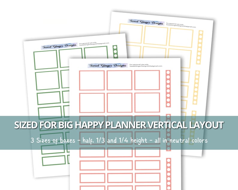 Printable Download of Functional Planner Boxes, Colorful Spa Palette ...