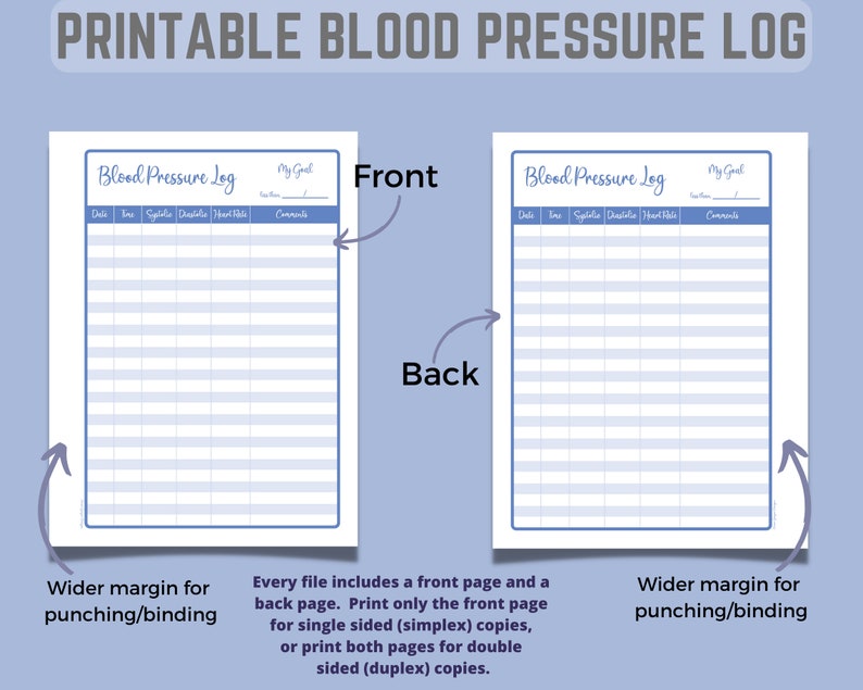 Printable Blood Pressure Tracking Log for Classic Happy Planner and ...