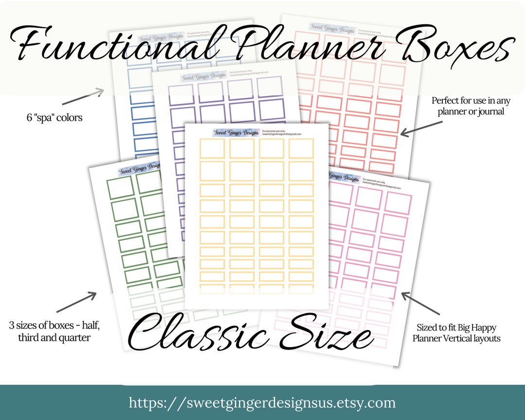 Classic Happy Planner Stickers: Colorful Planning Boxes (digital ...