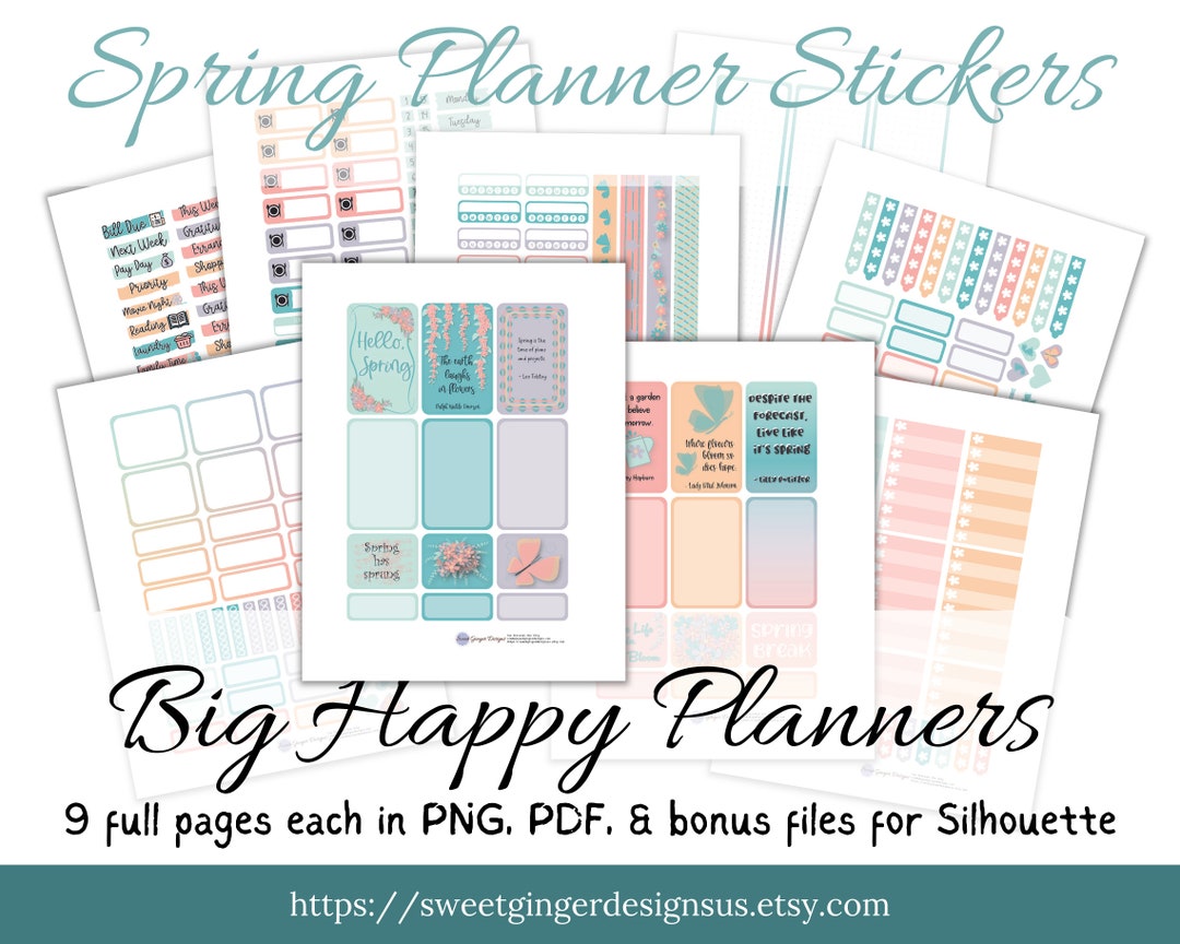 Printable Spring Planner Stickers With Functional and Decorative ...
