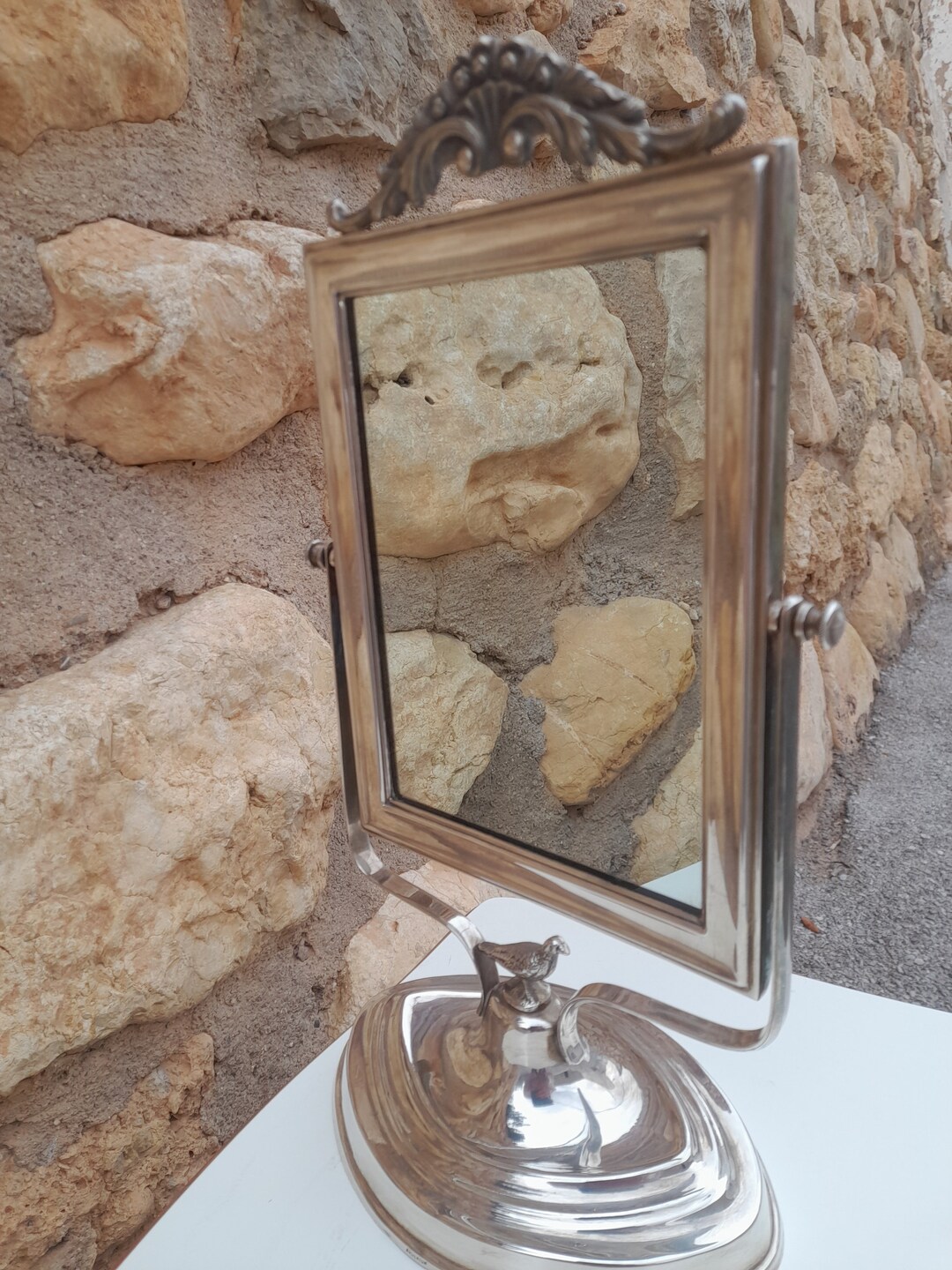 Vintage Silver Plated Dressing Table Mirror - Etsy