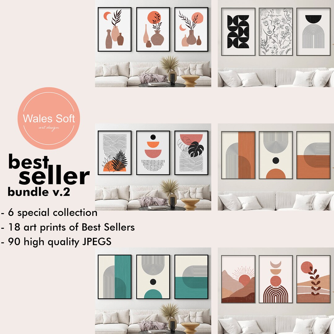 Boho Print Bundle, Mid Century Modern, Best Seller Poster Set, Gallery ...