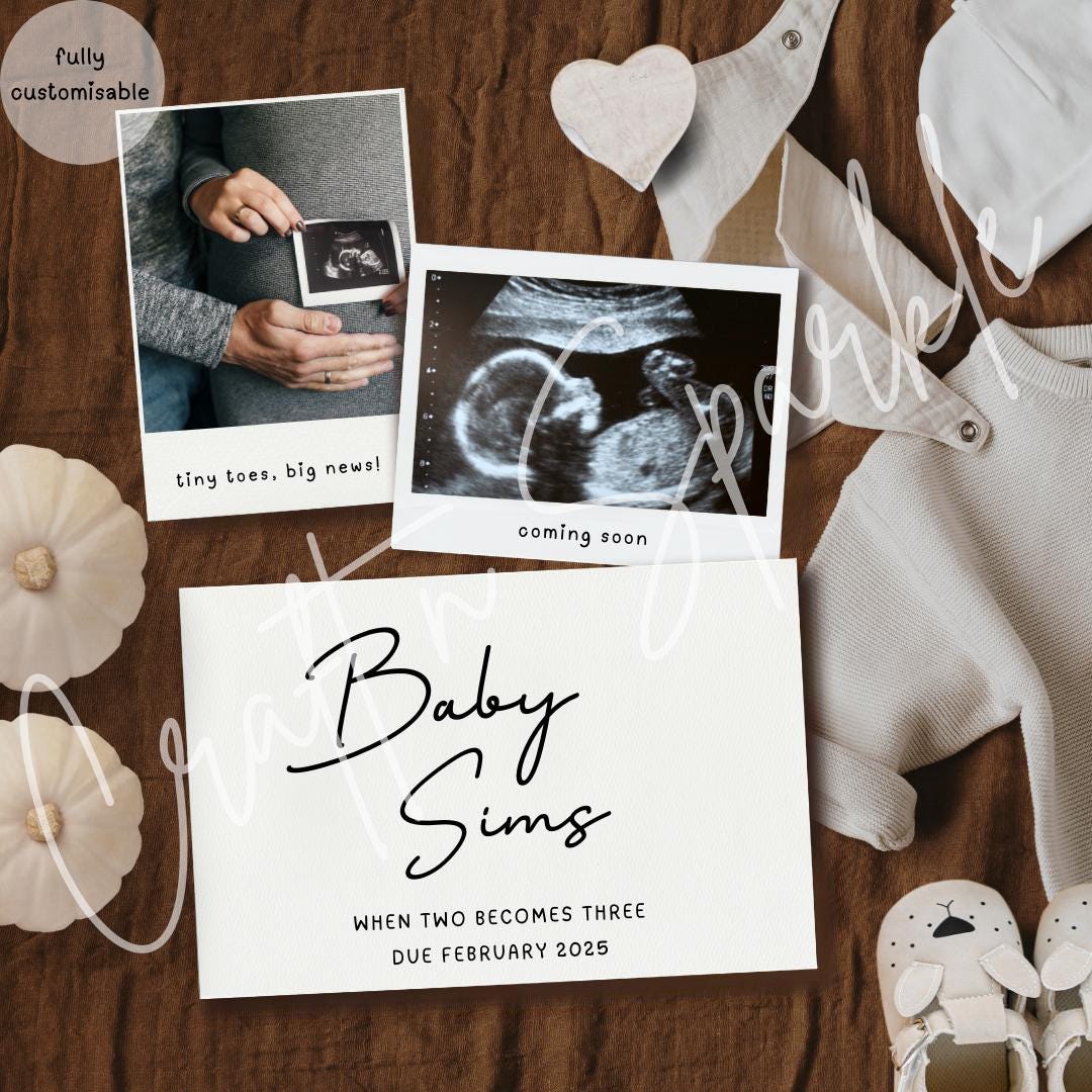 Editable Digital Pregnancy Announcement Template | Customisable ...