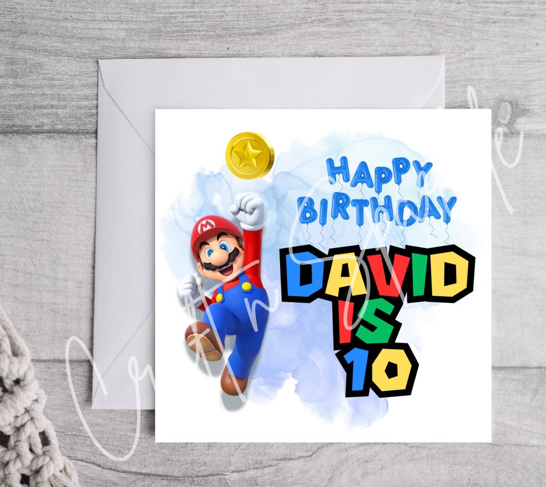 Super Mario Birthday Card | Personalised Card | Age Card | Family ...