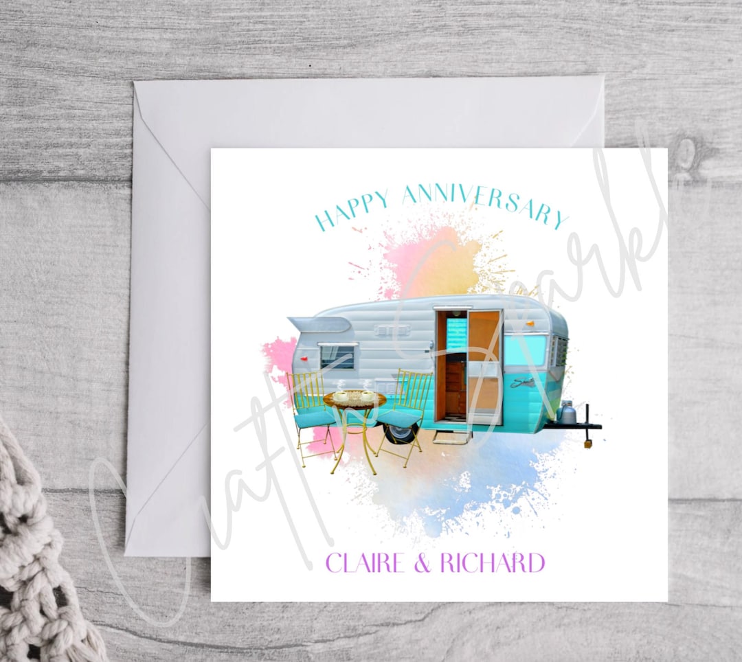 Caravan Card Happy Campers New Adventures Card Birthday Card ...