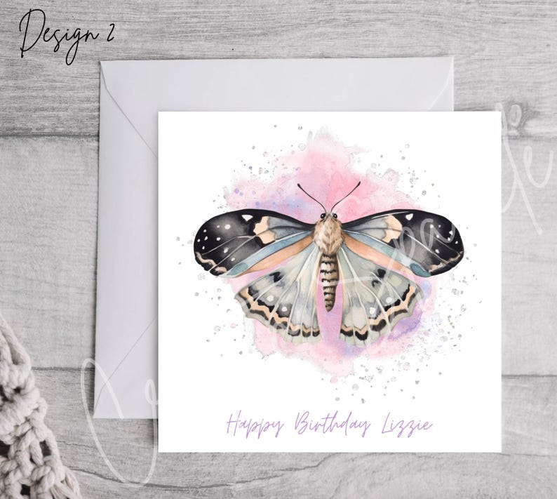 Moth Card Butterfly Card Happy Birthday Card Card for Him Card for Her ...