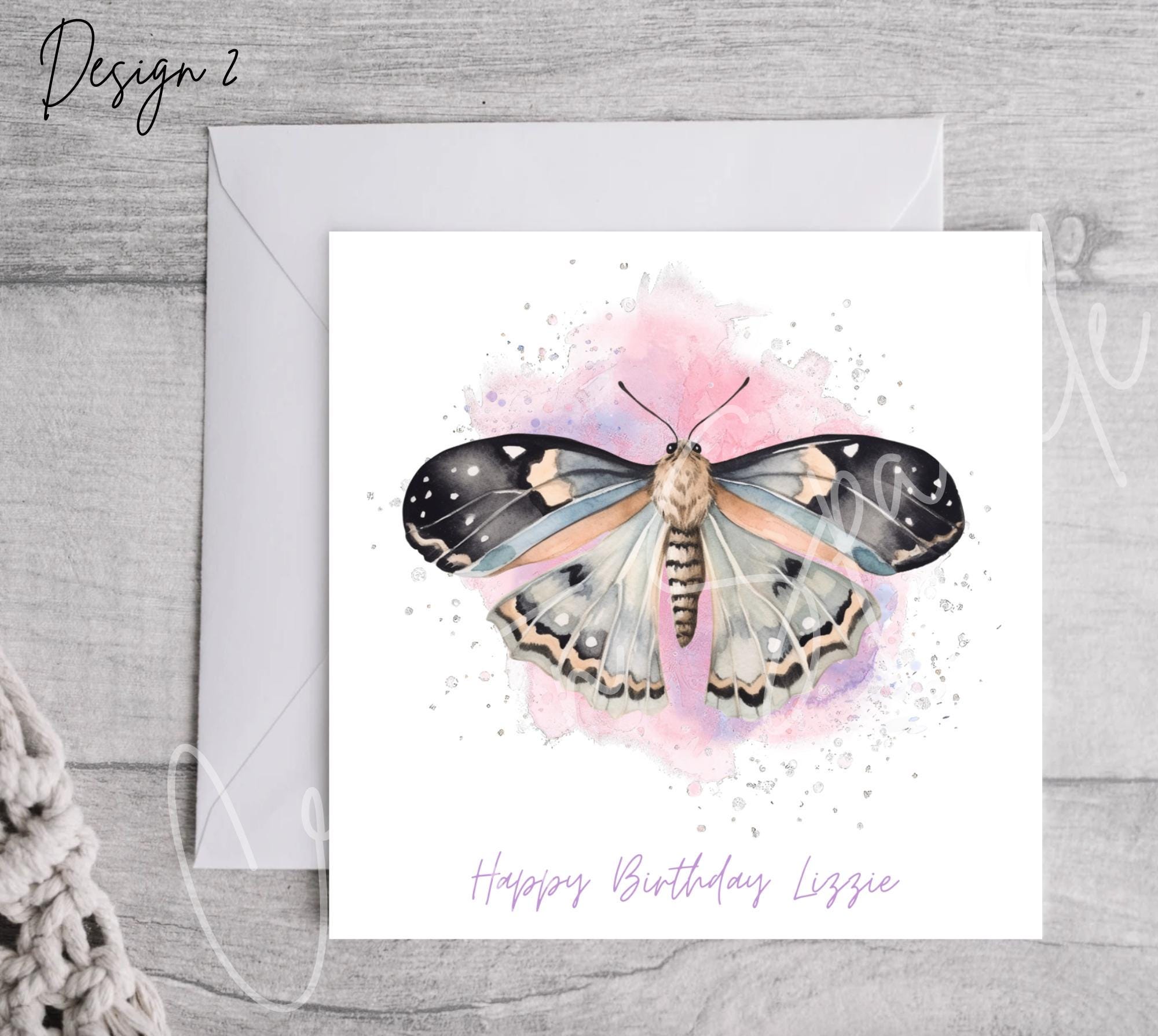 Moth Card Butterfly Card Happy Birthday Card Card for Him Card for Her ...