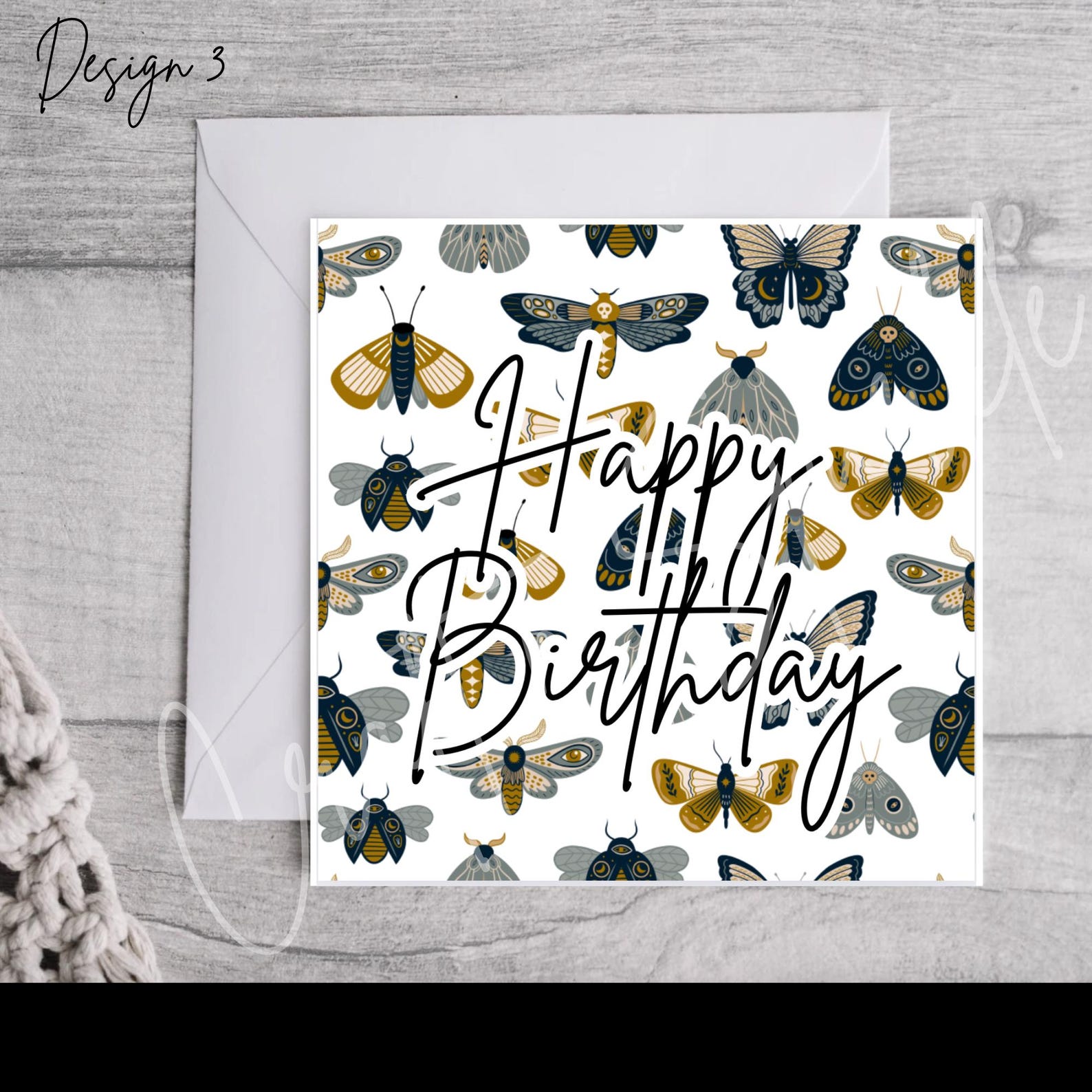 Moth Card Butterfly Card Happy Birthday Card Card for Him Card for Her ...