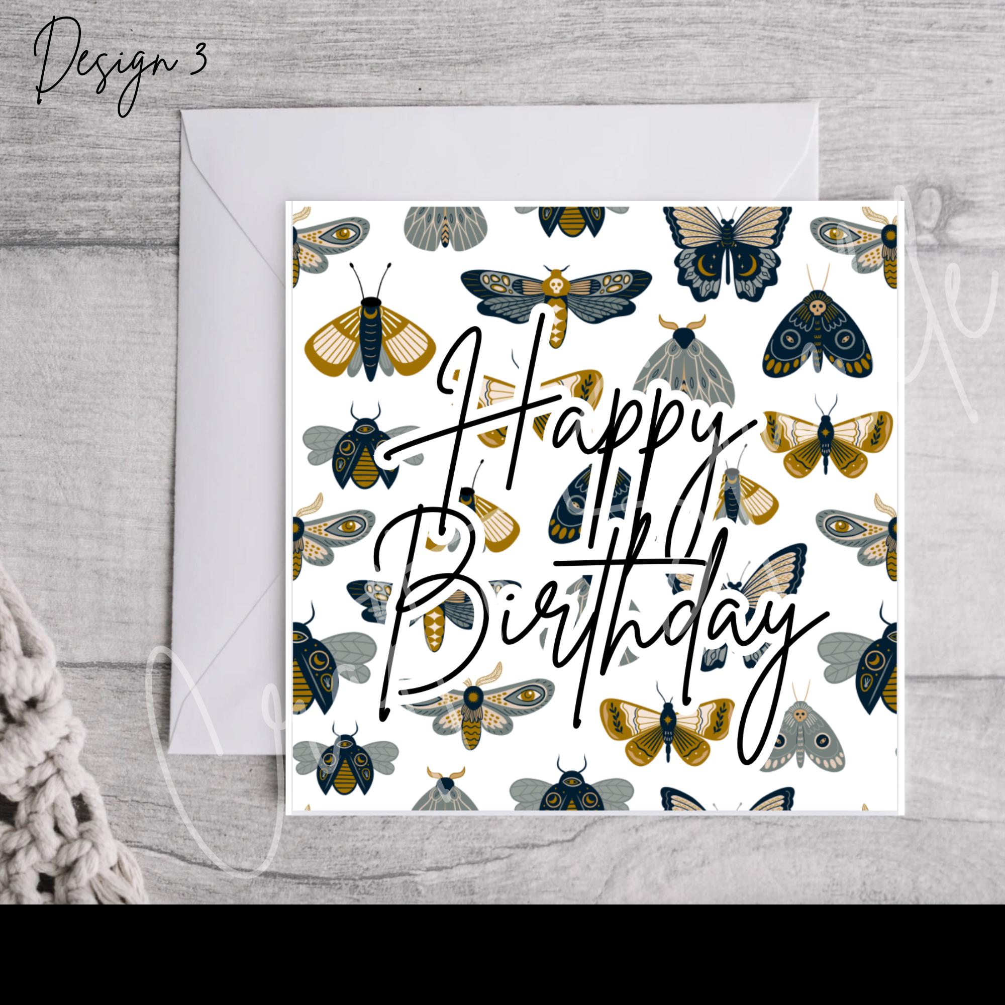Moth Card Butterfly Card Happy Birthday Card Card for Him Card for Her ...