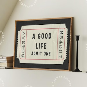 A Good Life Ticket Print Horizontal Black Trendy Retro Aesthetic ...