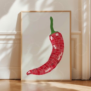 FRAMED Disco Ball Chilli Print Kitchen Wall Art Chili Pepper Poster ...