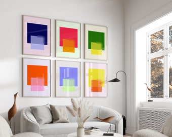 Set of 6 Geometric Art Prints, Color Block Art, Colorful Prints ...