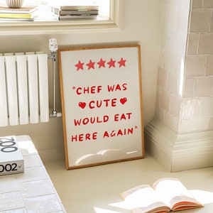 Chef Was Cute Kitchen Print Minimalist Cooking Art Aesthetic Kitchen ...