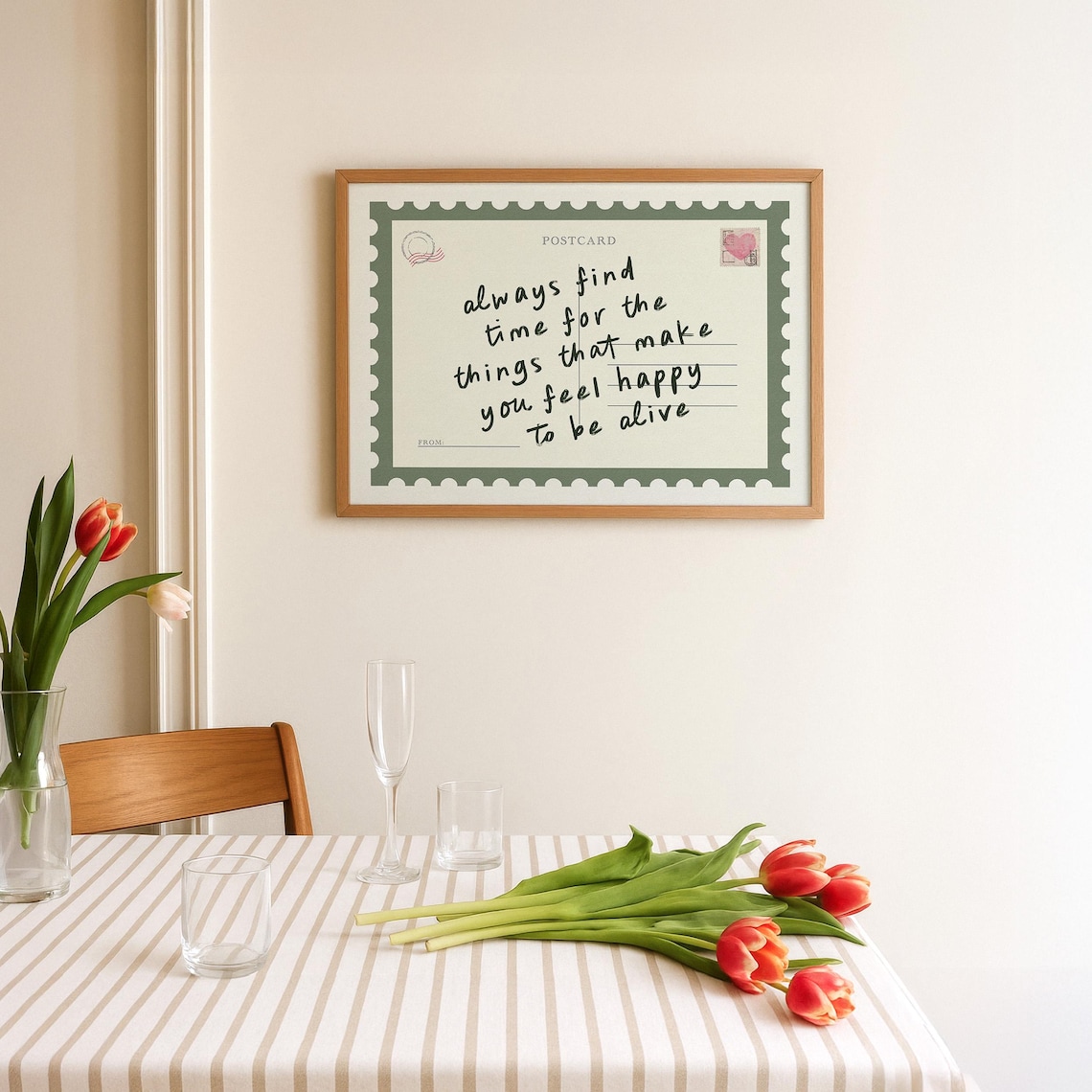 Always Find Time Postcard Print Horizontal GREEN Trendy Retro Aesthetic ...