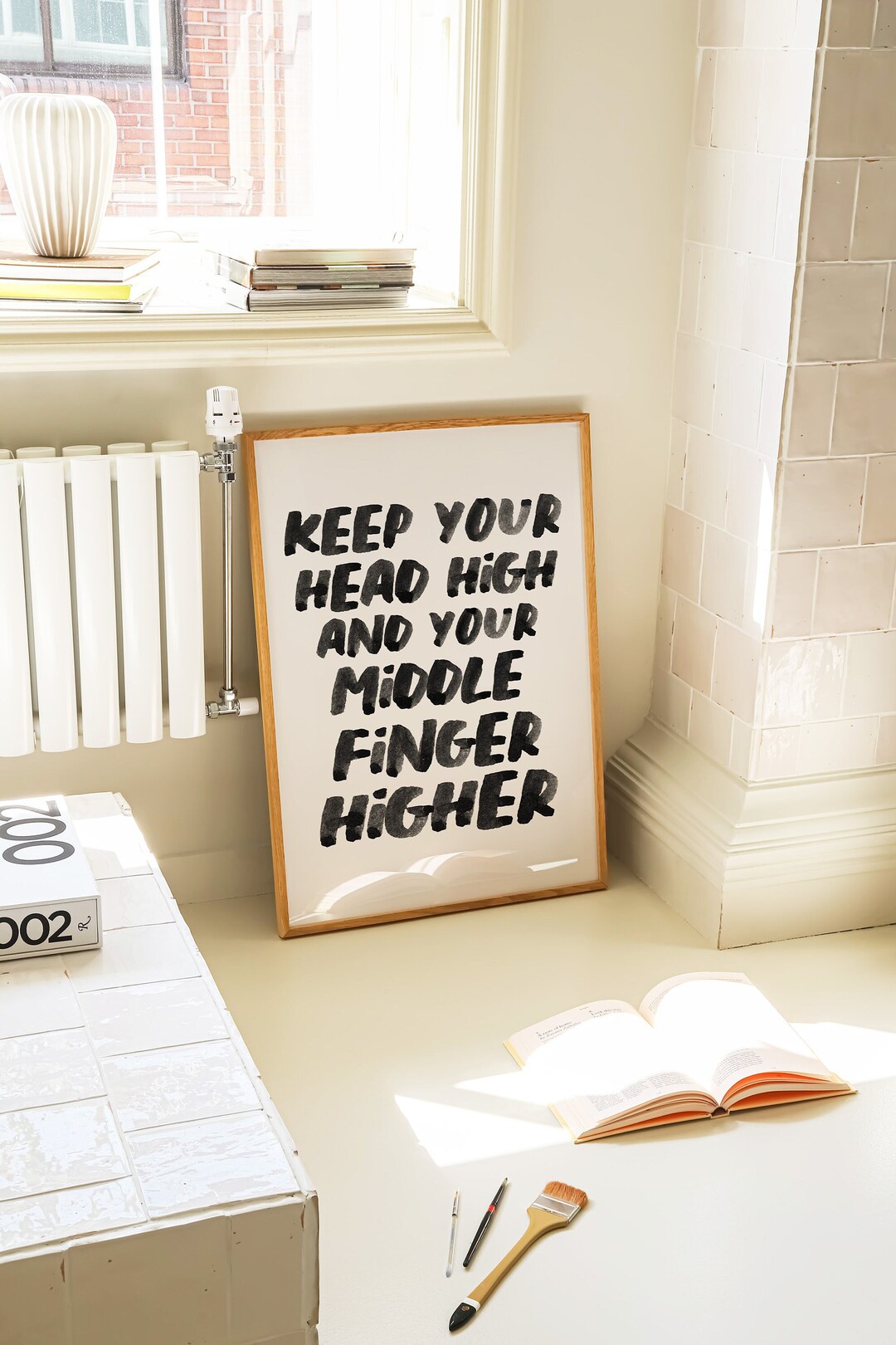 Keep Your Head High and Your Middle Finger Higher Typography Print ...