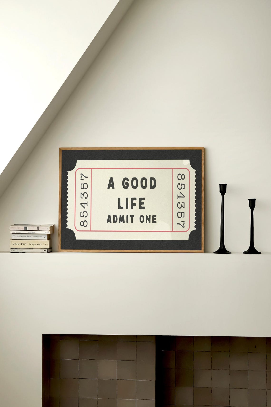 A Good Life Ticket Print Horizontal Black Trendy Retro Aesthetic ...