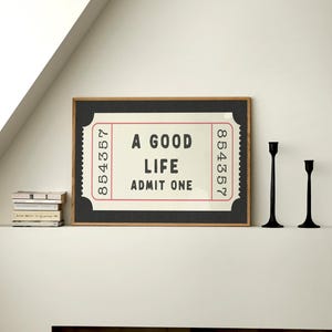 A Good Life Ticket Print Horizontal Black Trendy Retro Aesthetic ...
