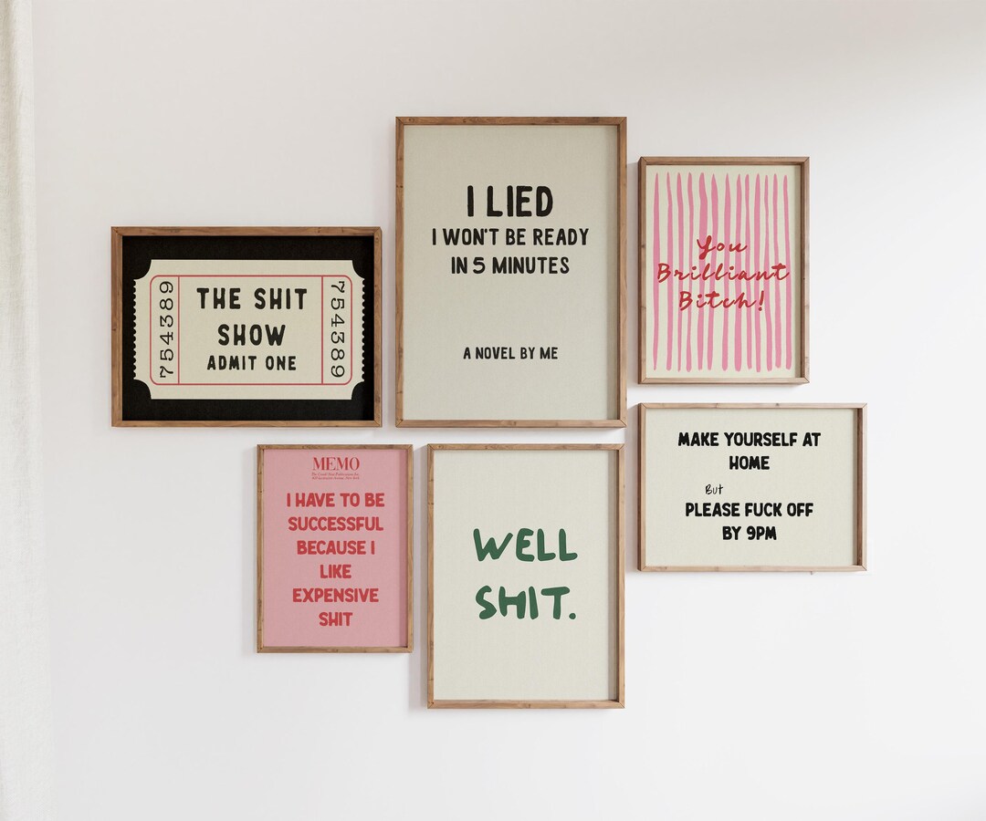 Funny Quote Print Set of 6 Rude Sweary Gallery Wall Shit Show Poster ...