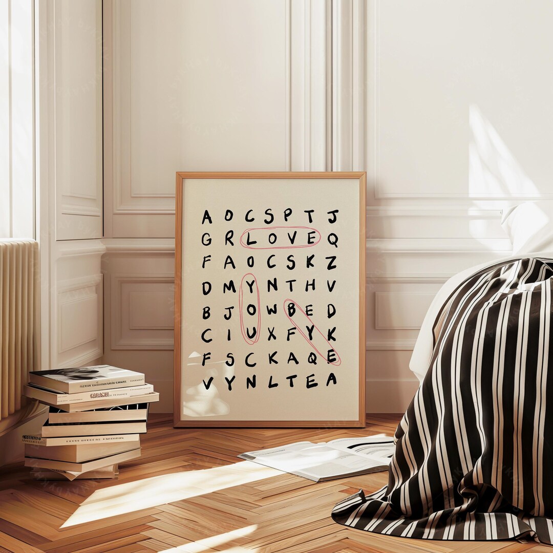 Love You Bye Print PINK, Crossword Hallway Goodbye Sign, Trendy ...